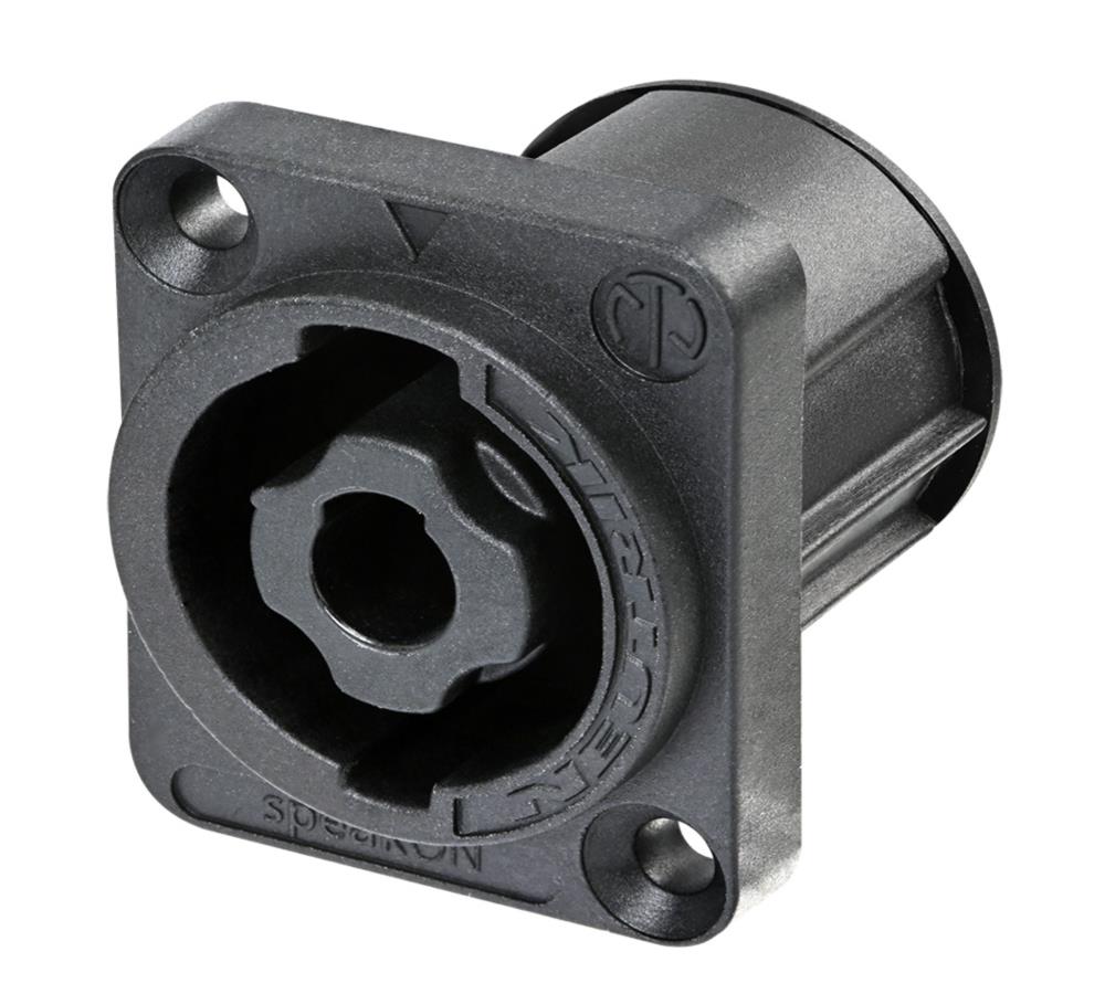 Speakon 4pol Einbaust., schwarzer D-Form Flansch, STANDARD Artikel fü ...